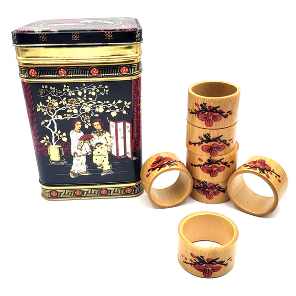 Unbranded | Kitchen | Vintage Oriental Tin Bamboo Napkin Rings Hand ...
